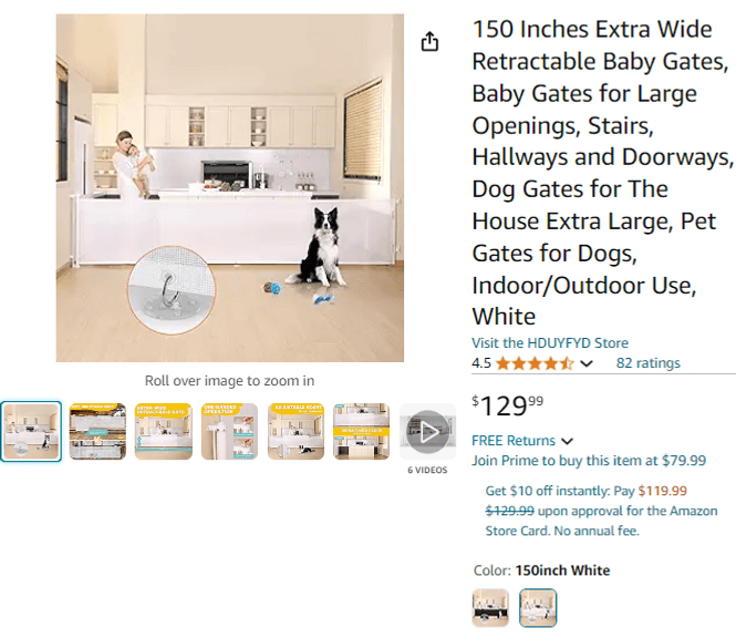 150 Inches Extra Wide Retractable Baby Gate, Like New - Rio Grande Trade