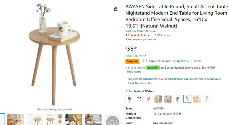 Awasen Round Side Table 19.5" x 16" , Like New - Rio Grande Trade