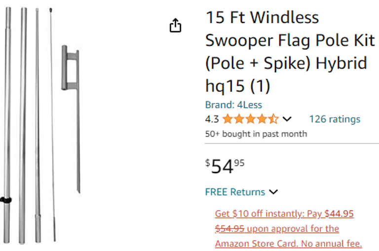 4Less Windless Swooper Flag Pole Kit, 15 Ft , Like New - Rio Grande Trade