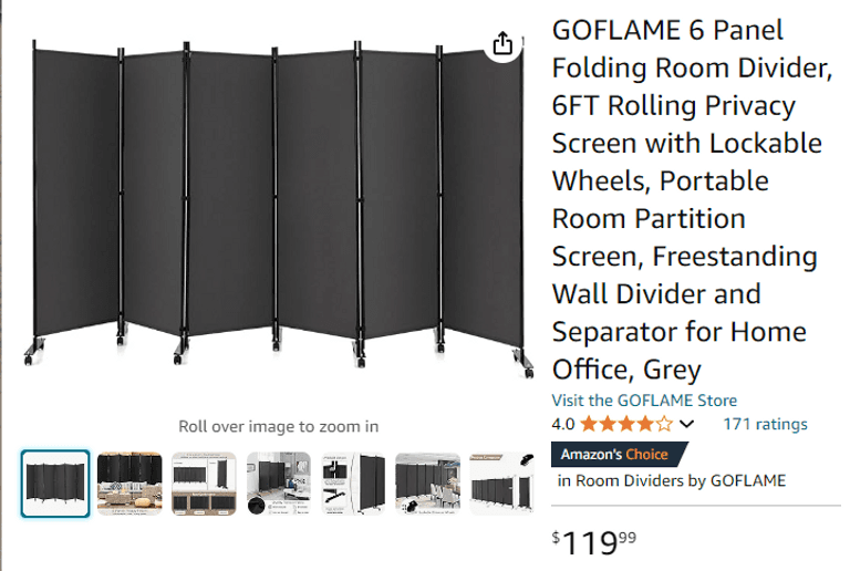 GOFLAME 6 Panel Folding Room Divider, Like New - Rio Grande Trade