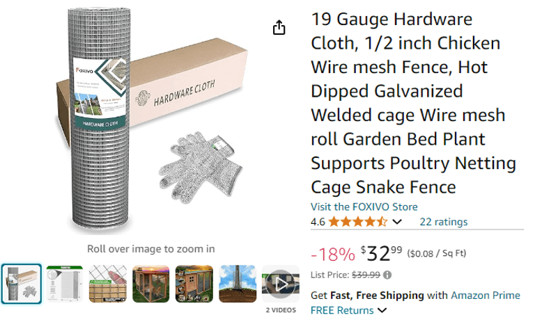 19 Gauge Hardware Cloth, 1/2 inch Chicken Wire mesh Fence, Like New ...