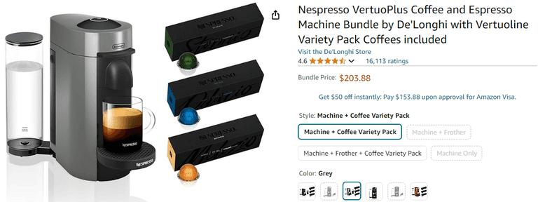 Nespresso VertuoPlus Coffee & Espresso Machine Bundle by De'Longhi ...