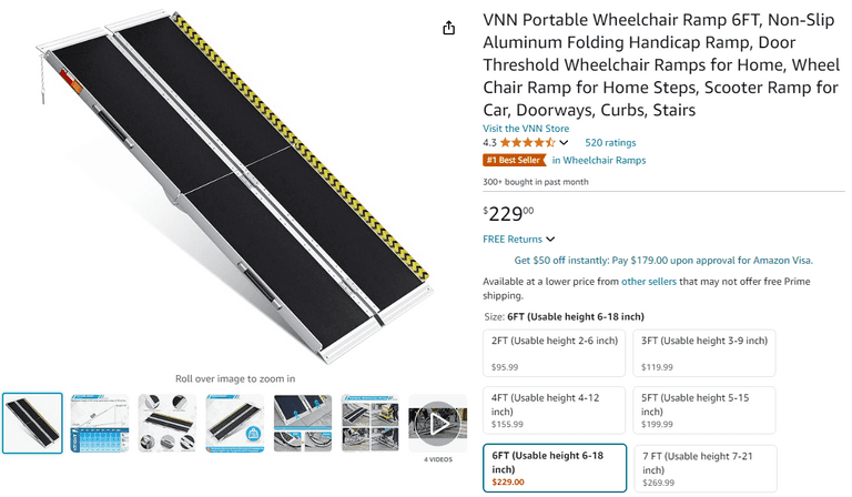VNN Non-Skid Wheel Chair Ramp 6' , Open Box - Rio Grande Trade