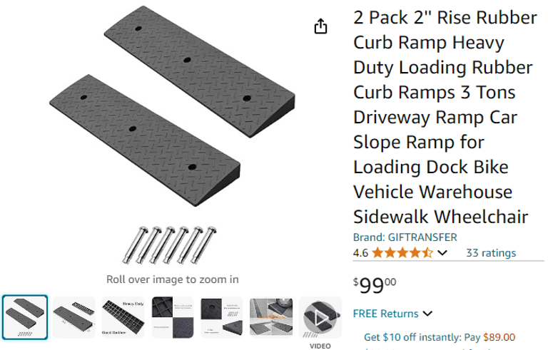 2'' Rise Rubber Curb Ramp Heavy Duty Loading Set, Like New - Rio Grande ...