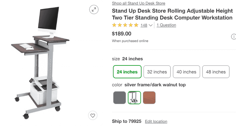 Stand Up Desk Store Rolling Adjustable Standing Desk, Like New - Rio ...