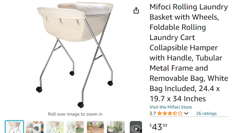 Mifoci Rolling Laundry Basket , Like New - Rio Grande Trade