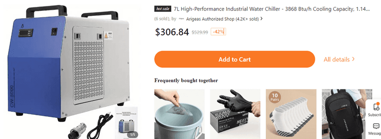 7L High-Performance Industrial Water Chiller , Open Box - Rio Grande Trade