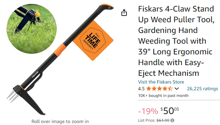 Fiskars 4-Claw Stand Up Weed Puller Tool, Open Box - Rio Grande Trade