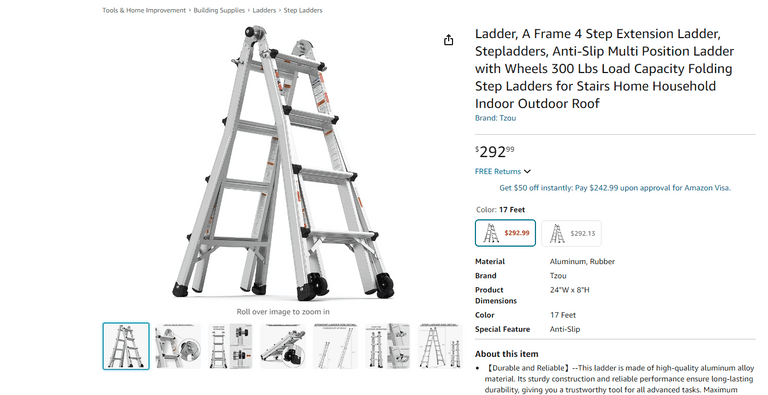 A-Frame Ladder, 17', Like New - Rio Grande Trade