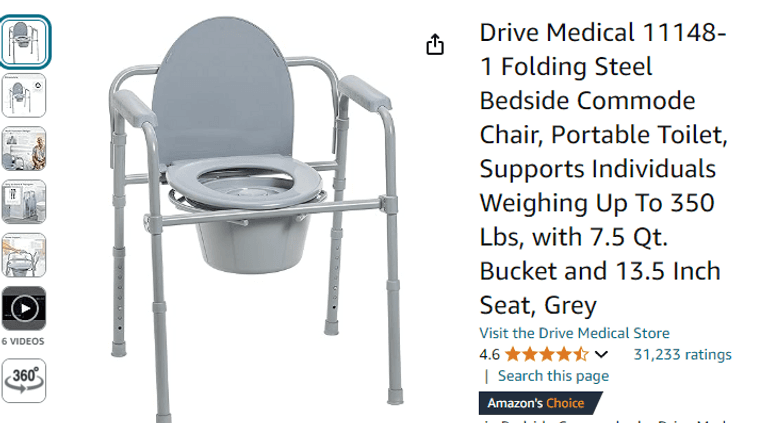Drive Medical Folding Steel Bedside Commode Chair, Like New - Rio ...