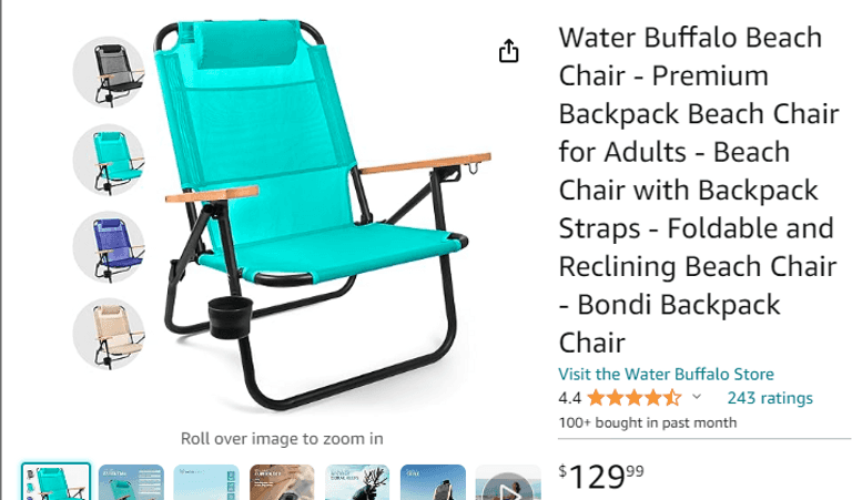 Water Buffalo Beach Chair , Open Box - Rio Grande Trade