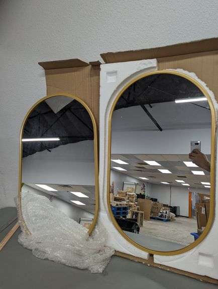 Metal Oval Pill Mirror Set, 16" x 28" , Open Box - Rio Grande Trade