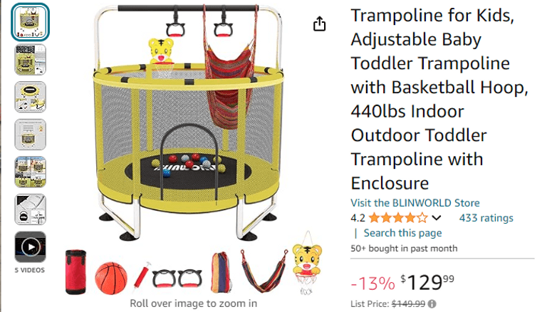 Blinworld Trampoline for Kids , Like New - Rio Grande Trade