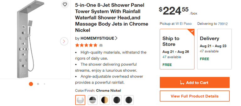 Shower Panel System, Open Box - Rio Grande Trade
