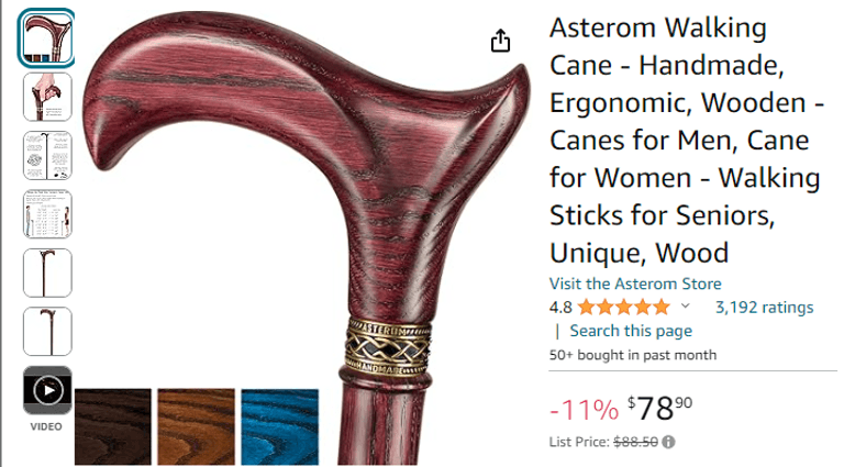 Asterom Walking Cane , Like New - Rio Grande Trade