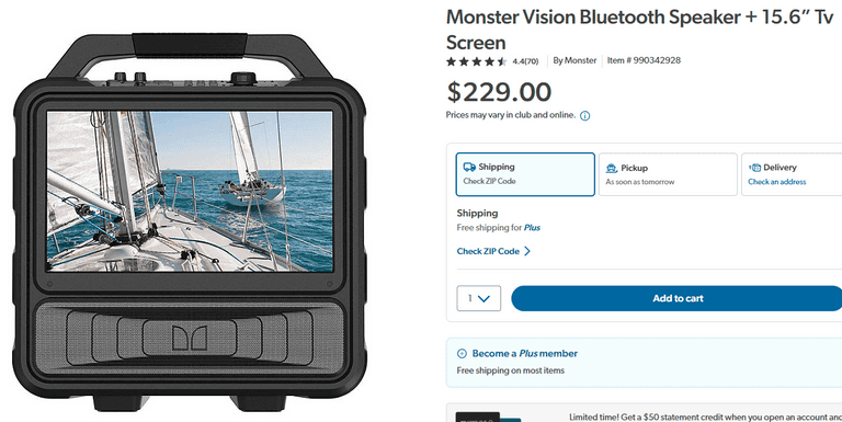Monster Vision Bluetooth Speaker + 15.6” TV Screen , Like New - Rio ...