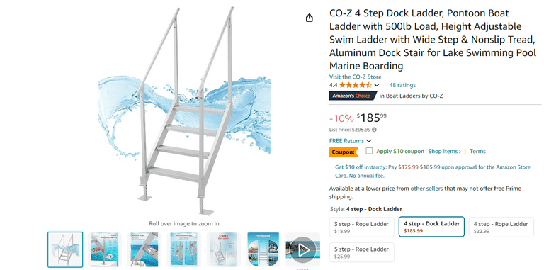 CO-Z 4 Step Dock Ladder 4 Steps, Like New - Rio Grande Trade