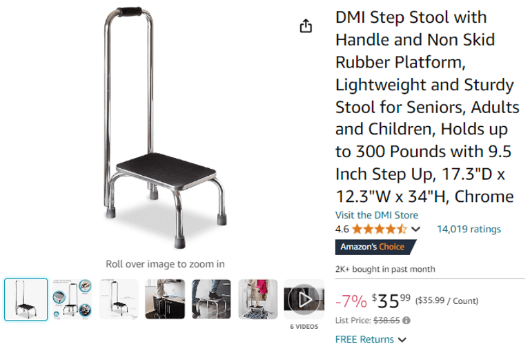 DMI Step Stool with Handle and Non Skid Rubber Platform BUNDLE , Like ...