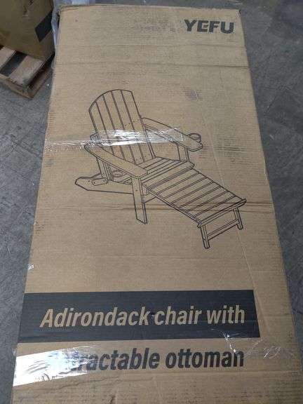 YEFU Adirondack Chair w/ Retractable Ottoman, Open Box - Rio Grande Trade