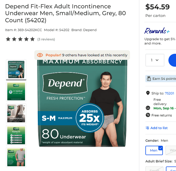 Depend Fit-Flex Adult Incontinence Underwear Men, Small/Medium, Grey ...