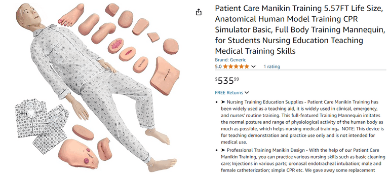 5.7FT Life Size Anatomical Human Model for Medical Training, Open Box ...