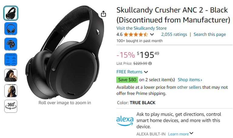 Skullcandy Crusher ANC 2 - Black, Open Box - Rio Grande Trade