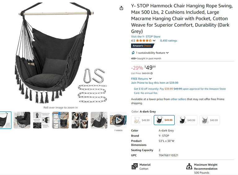 Y-Stop Hammock Chair, Open Box - Rio Grande Trade