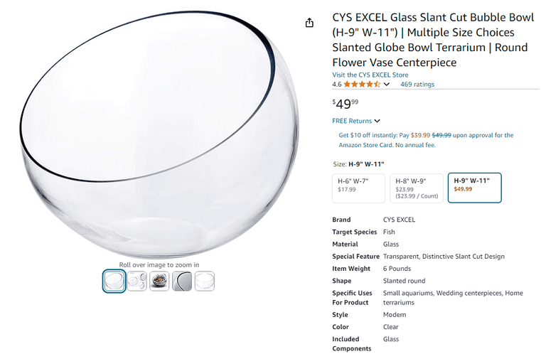 CYS EXCEL Glass Slant Cut Bubble Bowl, Like New - Rio Grande Trade