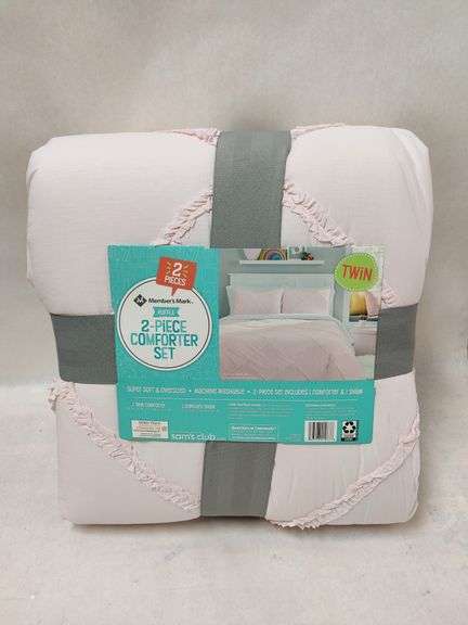 Members Mark Ruffle Twin Comforter 2 Pc Set, Like New - Rio Grande Trade
