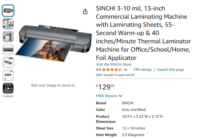 SINCHI 3-10 mil, 13-inch Commercial Laminating Machine with Laminating ...