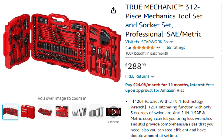 TRUE MECHANIC™ 312-Piece Mechanics Tool Set and Socket Set, Like New ...