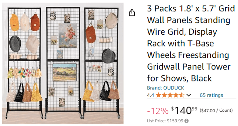 Ouduck Grid Standing Wall Panels 3 Pack, 1.8' x 5.7', Like New - Rio ...