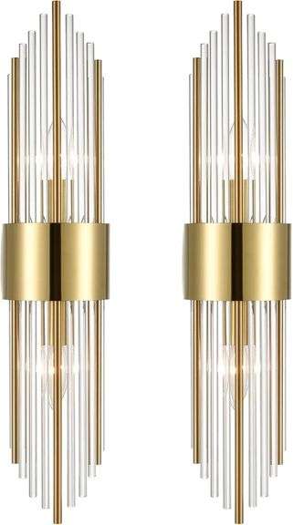 SHAWNKEY 2-Light Modern Brushed Titanium Gold Wall Sconce, Set of 2 ...