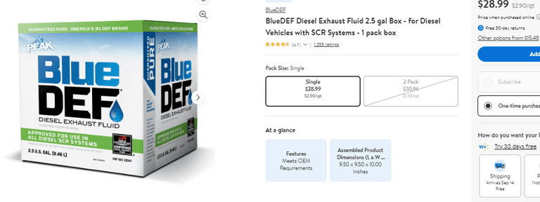 BlueDEF Diesel Exhaust Fluid 2.5 gal Box, Like New - Rio Grande Trade