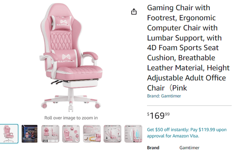 Gaming Chair with Footrest, Ergonomic Computer Chair, Like New - Rio ...