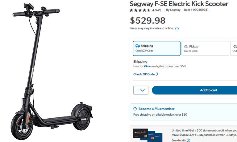 Segway F-SE Electric Kick Scooter, Open Box - Rio Grande Trade