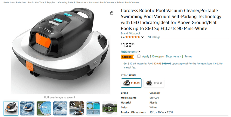 VidaPool Cordless Robotic Pool Cleaner, Open Box - Rio Grande Trade