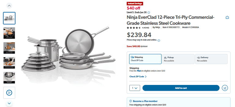 Ninja EverClad 12-Piece Tri-Ply Commercial-Grade Stainless Steel ...