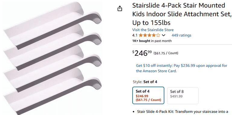Stairslide Kids Indoor Stair Slide Attachment Set, 4 Pack | Open Box ...