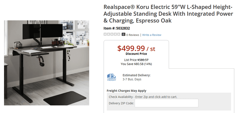 Realspace® Koru Electric 59"W L-Shaped Height-Adjustable Standing Desk ...