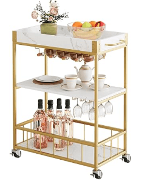 Bar Cart Gold,Bar Carts for The Home Mobile Bar Serving Cart | Open Box ...