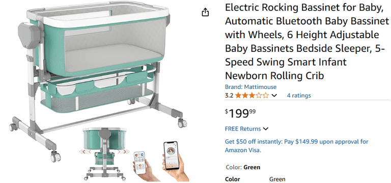 Mattimouse Electric Rocking Bassinet for Baby | Like New - Rio Grande Trade