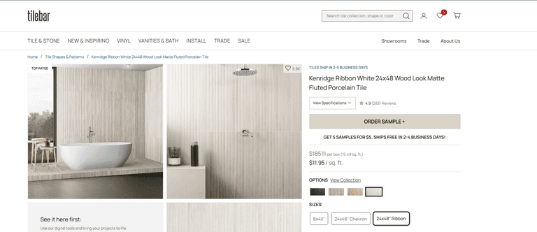 Rectified Elan Ribbon White Porcelain Tile Set of 4 Boxes | Open Box ...