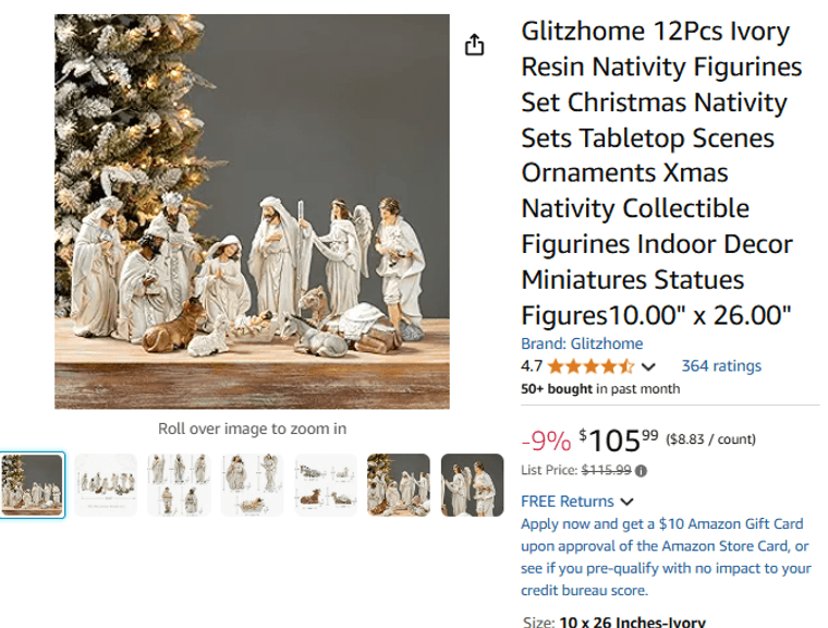 Glitzhome 12Pcs Ivory Resin Nativity Figurines | Open Box - Rio Grande ...