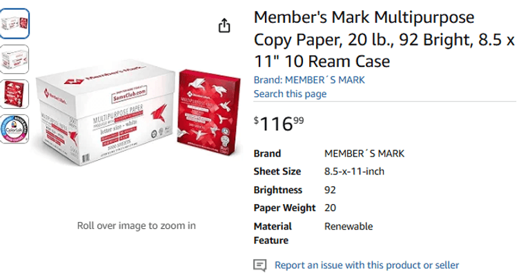 Member's Mark Multipurpose Copy Paper, 20 lb, 5000 Sheets | Like New ...