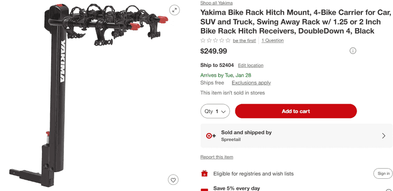 Yakima Bike Rack Hitch Mount | Open Box - Rio Grande Trade