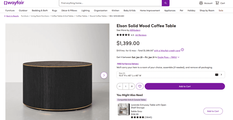 AllModern Elson 40" Solid Wood Coffee Table | Open Box - Rio Grande Trade