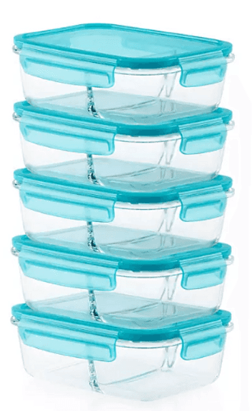 Pyrex Meal Prep 10-Piece Divided Glass Food Storage Set, 4-Cup Capacity ...