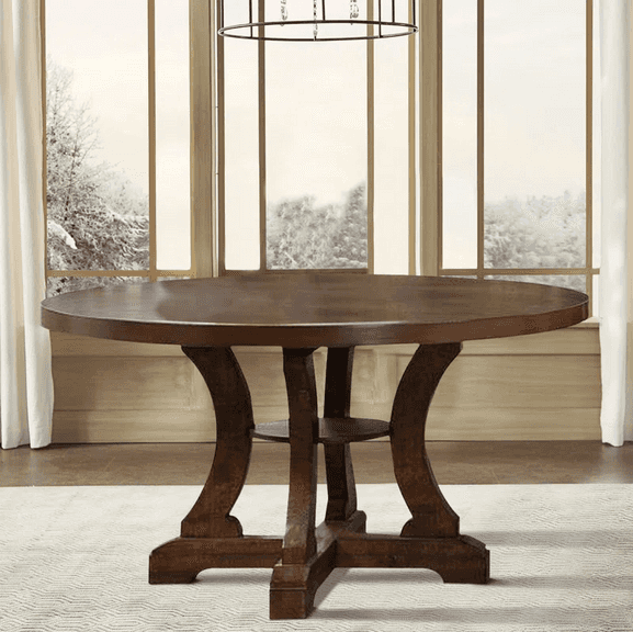 Poundex Brown Round Dining Table | Open Box - Rio Grande Trade