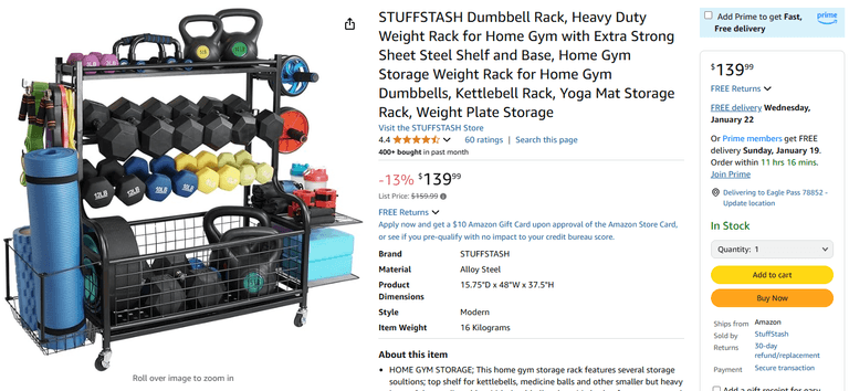 STUFFSTASH Dumbbell Rack | Open Box | (See Condition Notes) - Rio ...